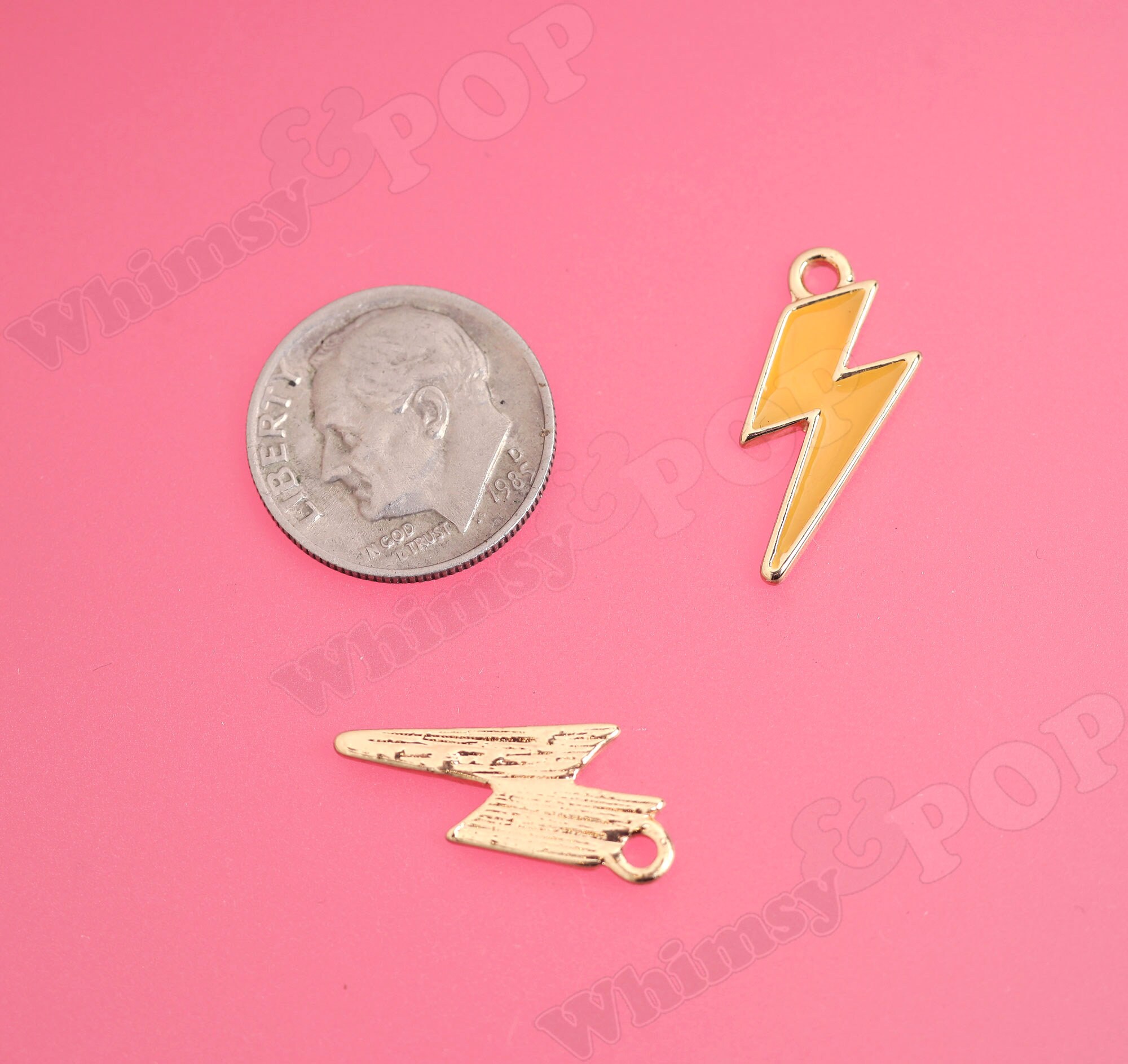 Gold Tone Yellow Lightning Bolt Charms Lightning Charm - Etsy