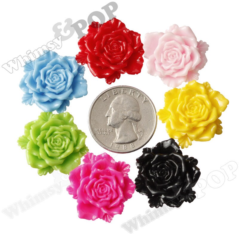 24MM Blooming Rose Cabochons Flower Cabochons Resin Flowers | Etsy