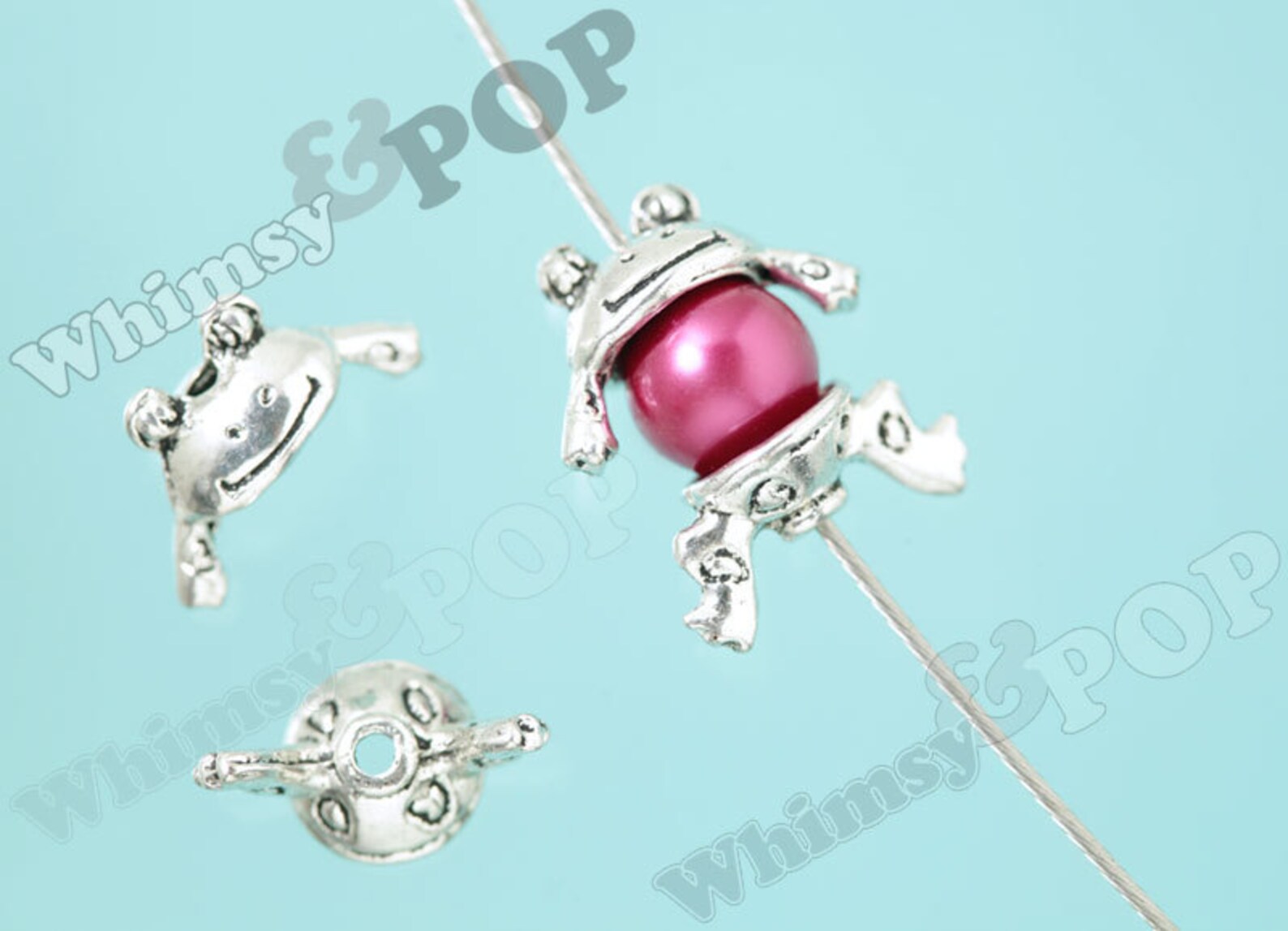 3D Bead Cap Set Silver Tone Frog Bead Cap Findings Frog Bead - Etsy
