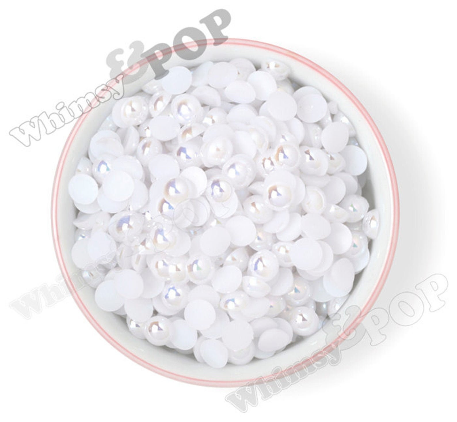10mm AB Pearl Flatbacks, Half Pearls, Resin Decoden Cabochons, Half ...