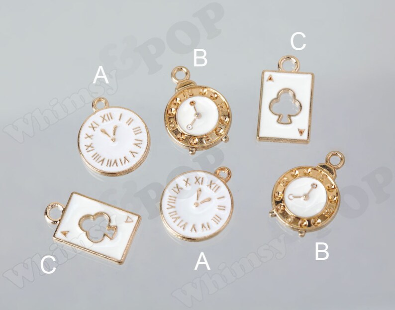 NEW Gold Tone Alloy Clock Playing Card Charms Clock Charm - Etsy