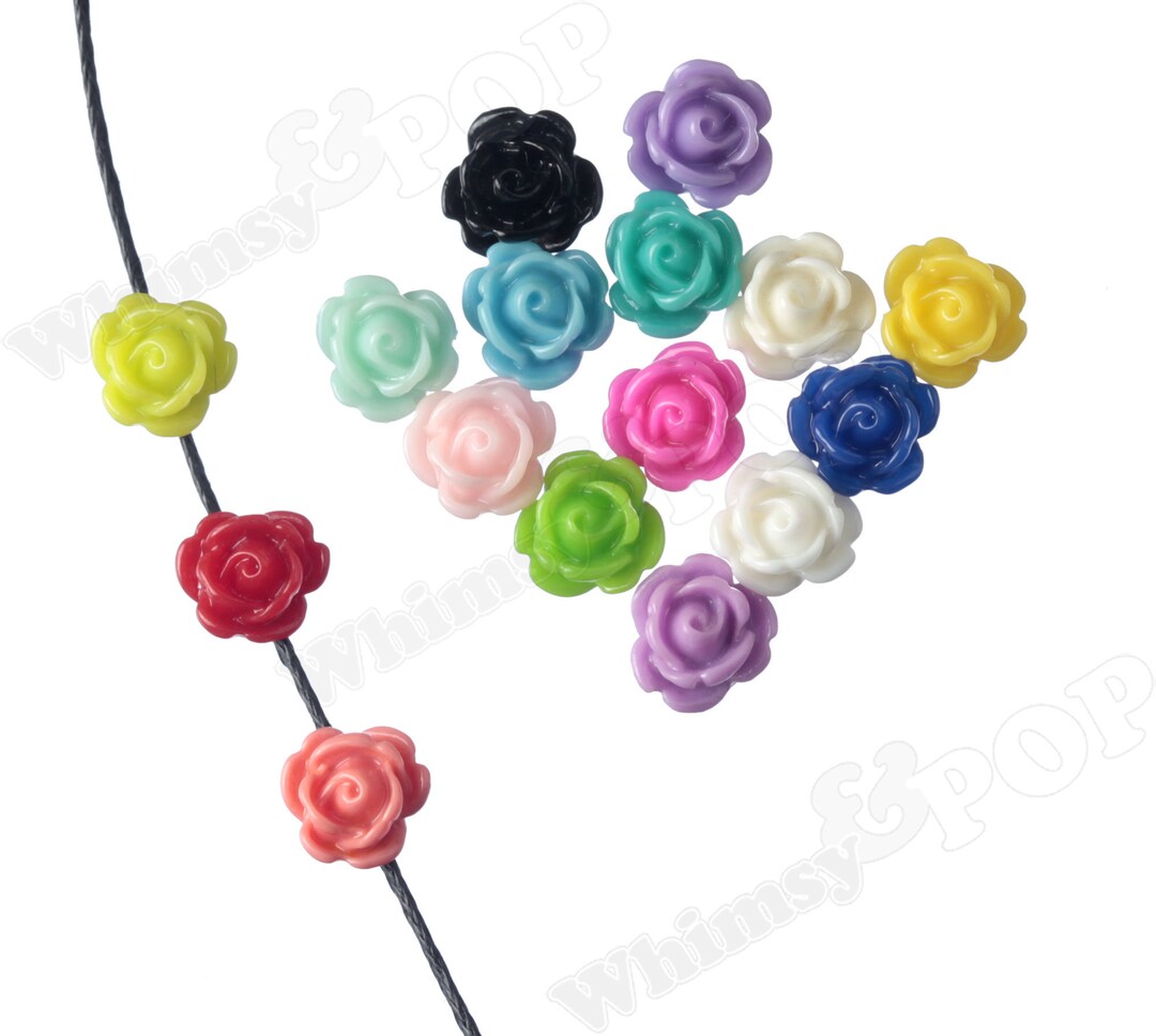 9mm Flower Beads, Cute Small Rose Beads, Drilled Crafting Flower Beads ...