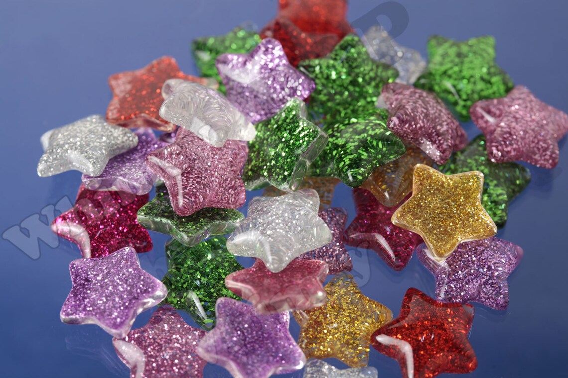 NEW Glitter Star Cabochons Glitter Resin Star Cabochon - Etsy