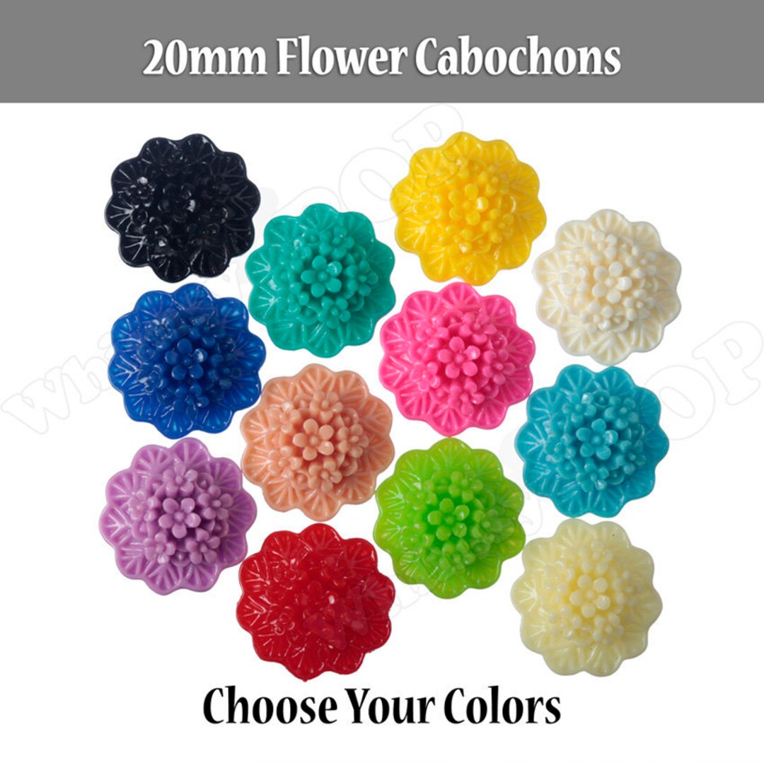 20MM Round Flower Resin Cabochons Flower Cabochons Flower - Etsy