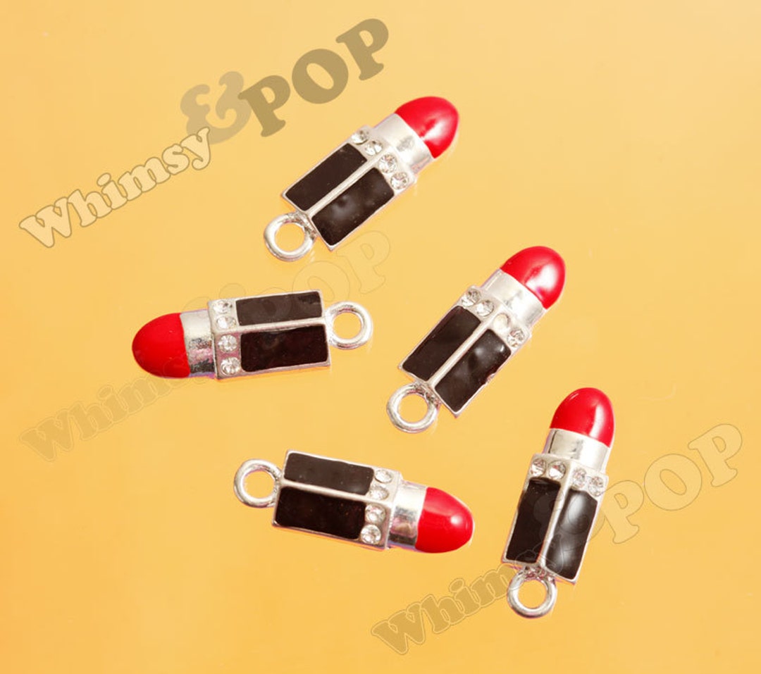 Red Lipstick Enamel Charms, Lipstick Charm, Lipstick Pendants, Makeup ...