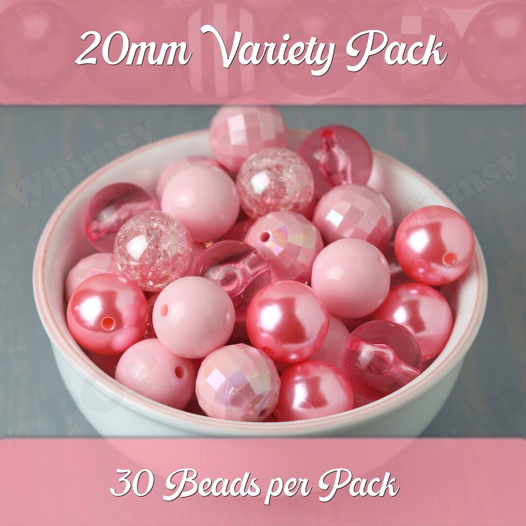 20mm Pink Bubblegum Bead Variety Pack, Gumball Beads, Chunky Beads ...