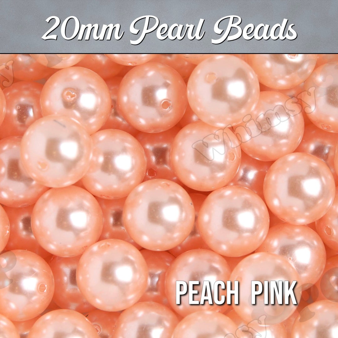 20mm - Pearl Metallic Peachy Pink Gumball Beads, Chunky Pearl Beads ...