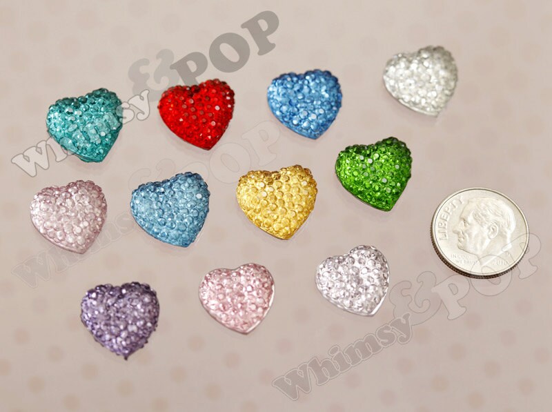 14mm Heart Cabochons Faux Rhinestone Cabochons Ice Dazzling | Etsy