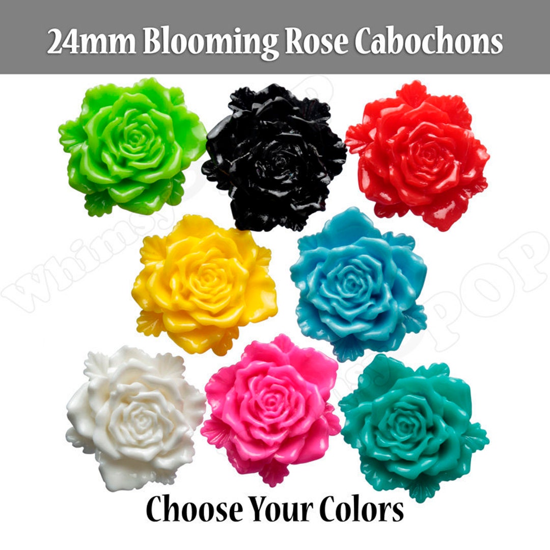 24MM Blooming Rose Cabochons, Flower Cabochons, Resin Flowers, Rose ...