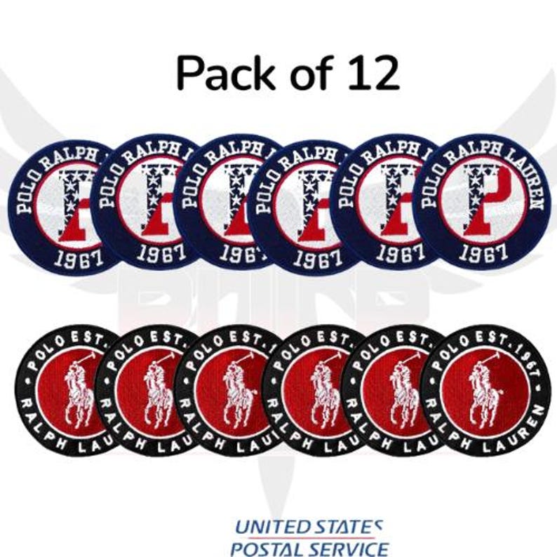 12 PK Polo Ralph Lauren Patch Iron-on/sew-on Embroidered Patch USA ...