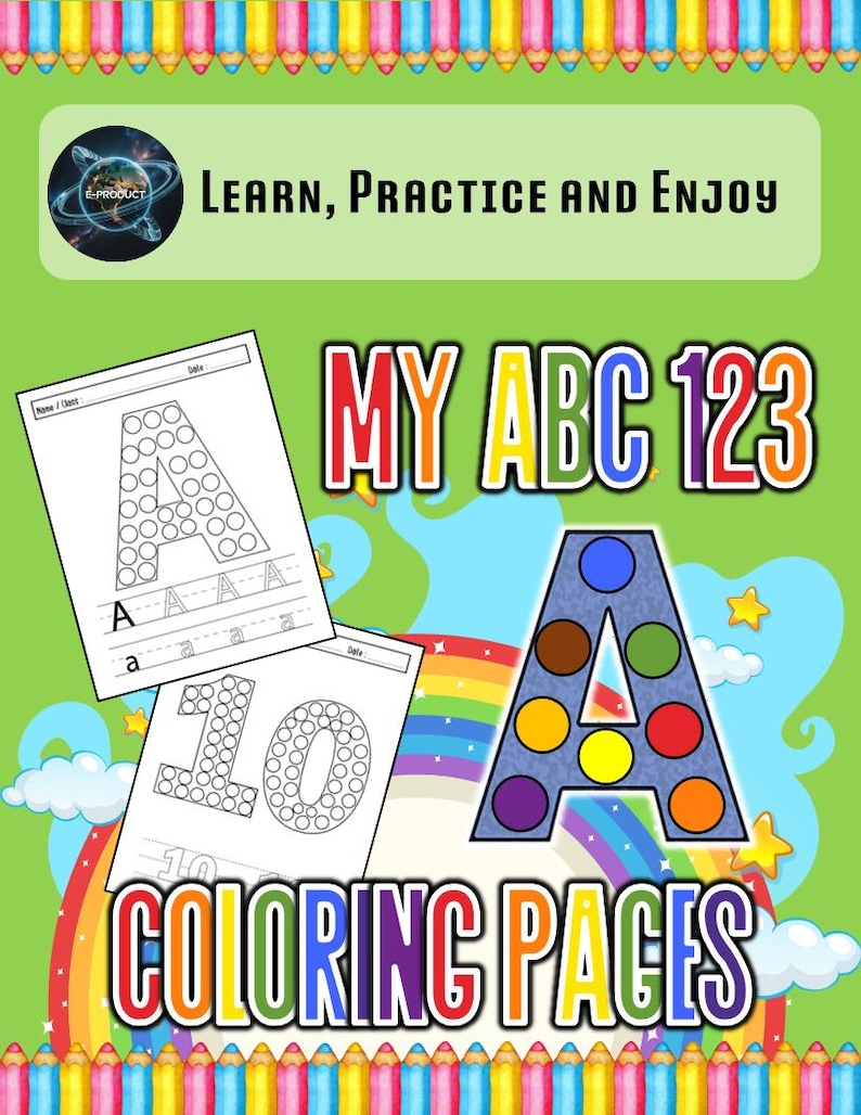 ABC 123 Coloring Pages - Etsy