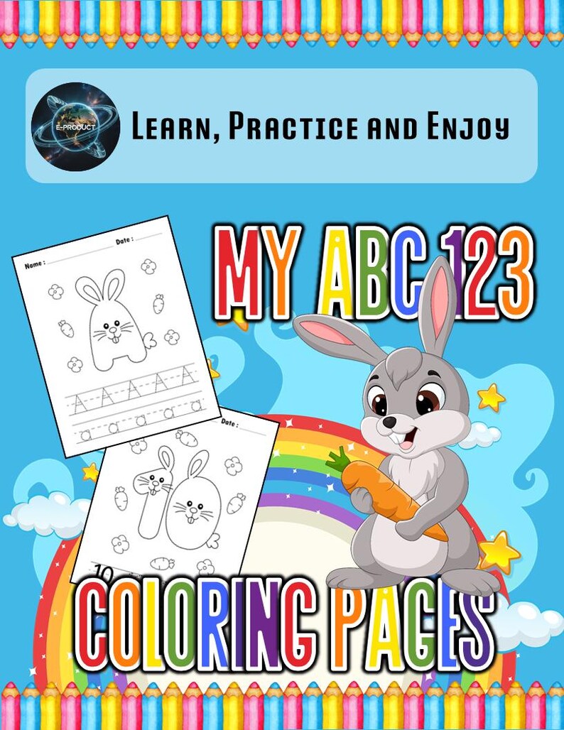 ABC 123 Coloring Pages - Etsy