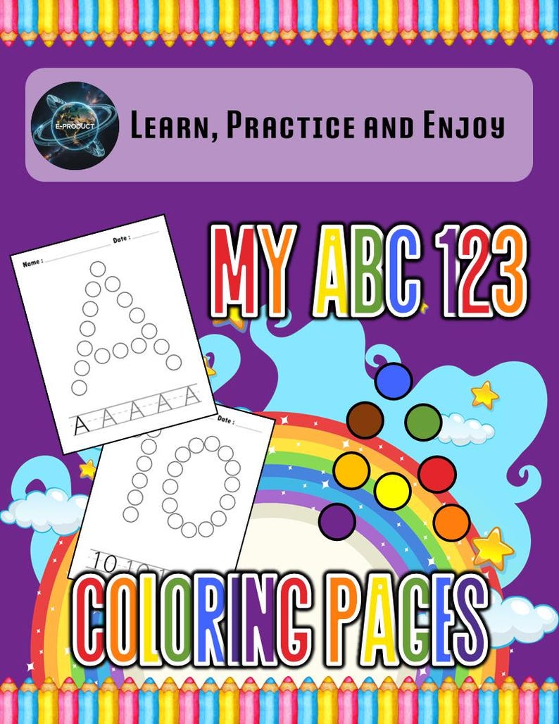 ABC 123 Coloring Pages - Etsy