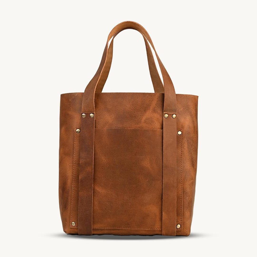 Handmade Leather Tote Bag: Minimalist Everyday Shoulder Tan Color Bag ...