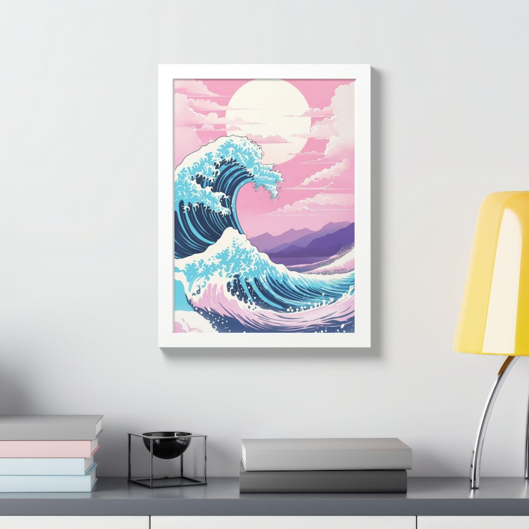 Ocean Wave Framed Poster: Colorful Beach Wall Art - Etsy