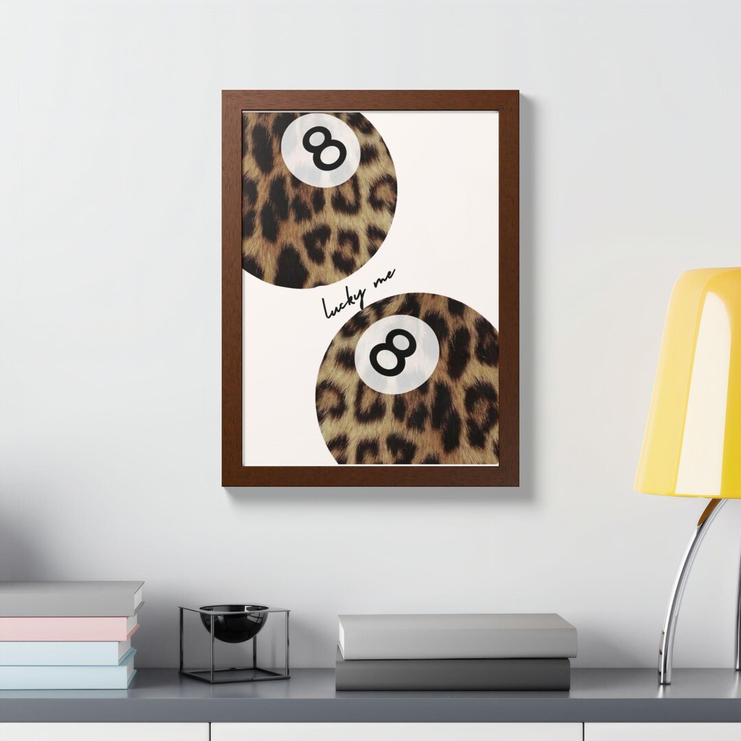 Leopard Print 8 Ball Framed Poster | Lucky Me Wall Art - Etsy