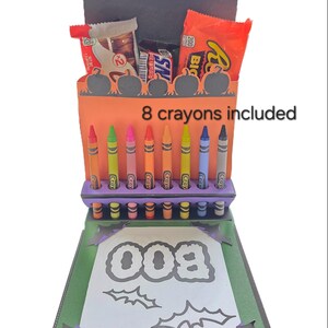 Halloween Crayon Box Party Favor: Kids Coloring Kit With Candy Pocket ...