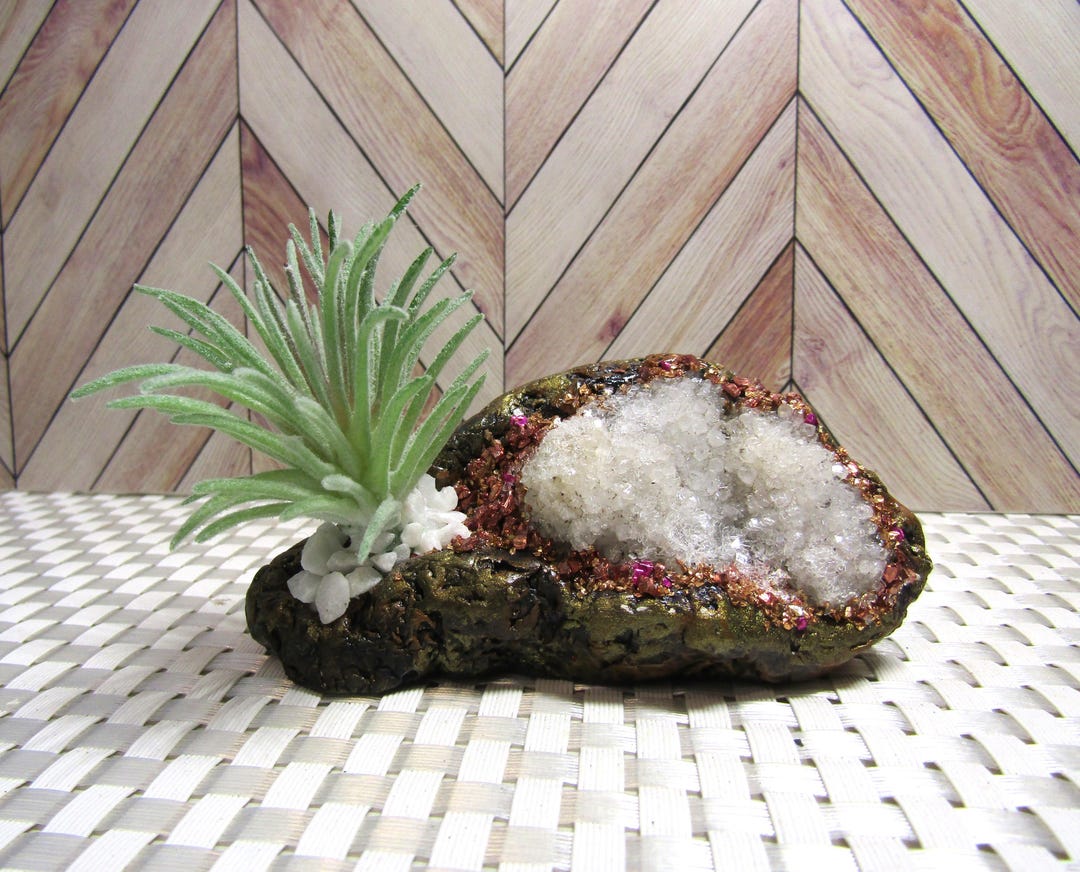 Geode Planter/real Geode/quartz/air Plant Holder - Etsy