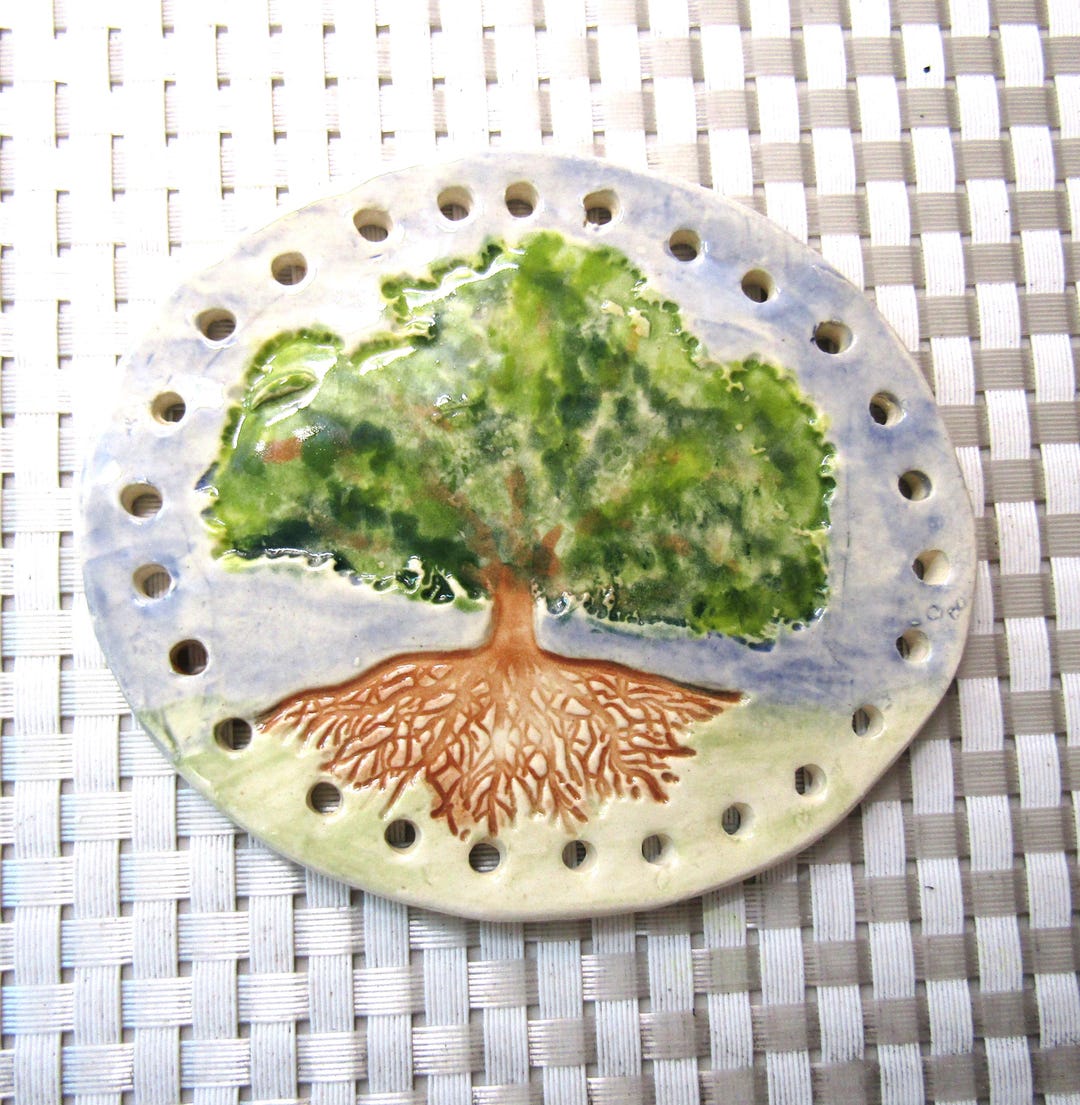Hand Painted Tree of Life Basket Center/ceramic Clay/basket Start ...