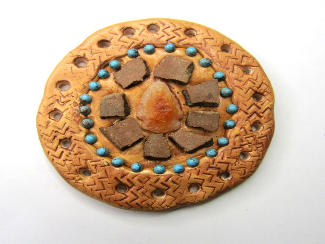 Orange Carnelian Arrowhead/pottery Shard Basket Base/hand Crafted/epoxy ...