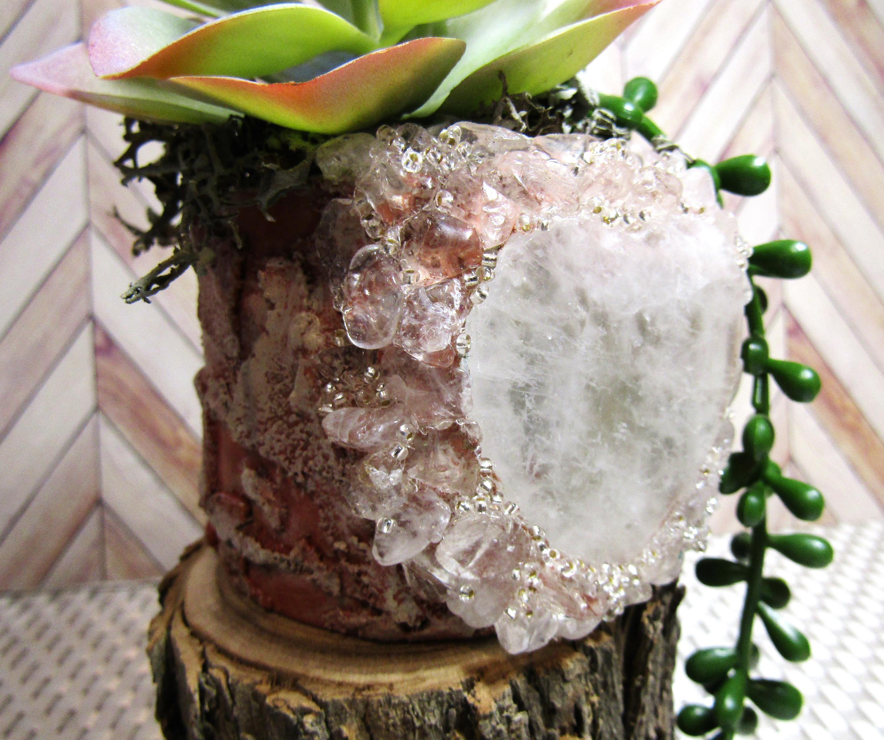 Concrete Planter/quartz Heart/gift/ Succulent Plant Arrangement/desktop ...