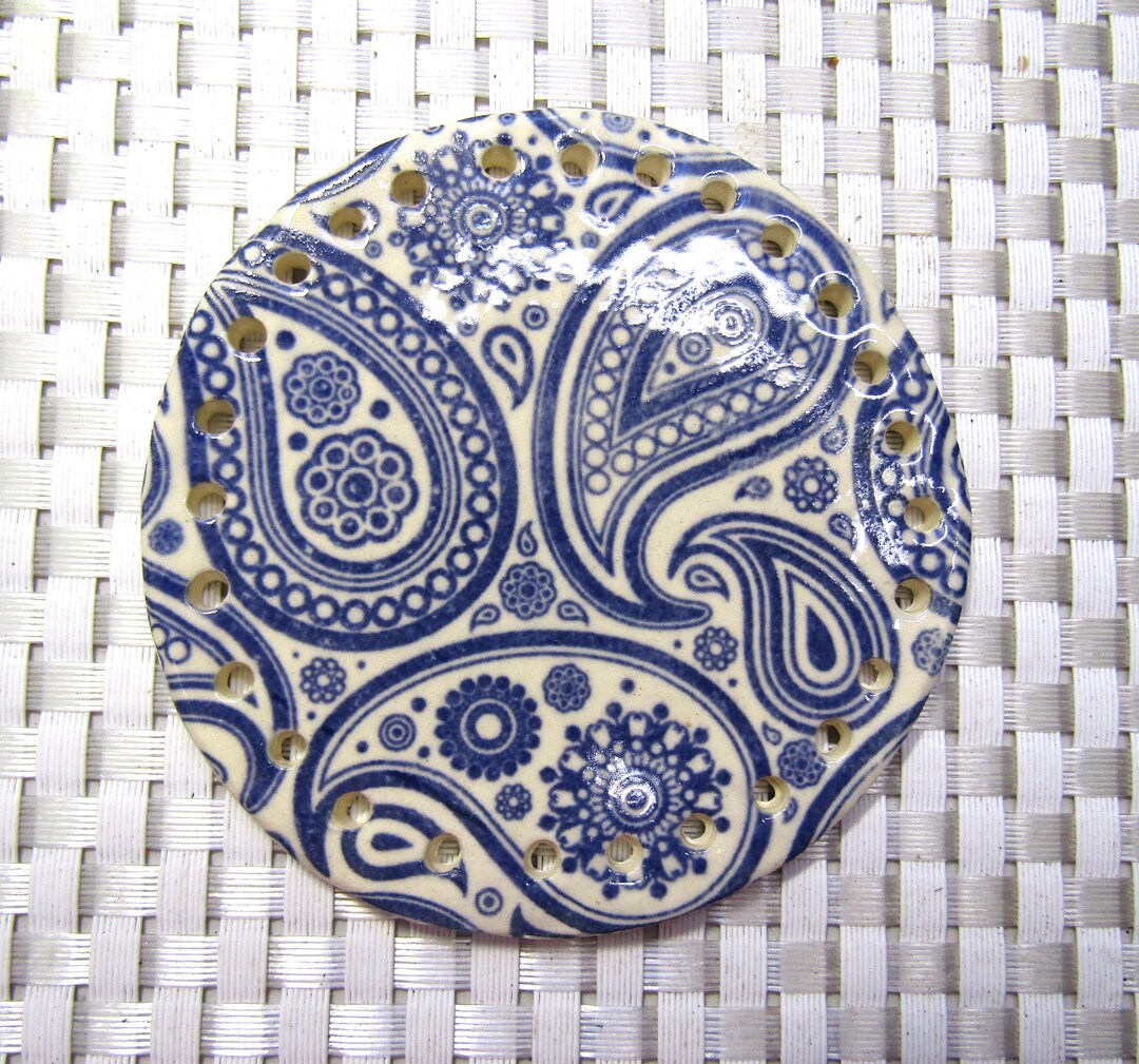 Blue Paisley Basket Center/hand Crafted/ceramic Clay/basket Start ...