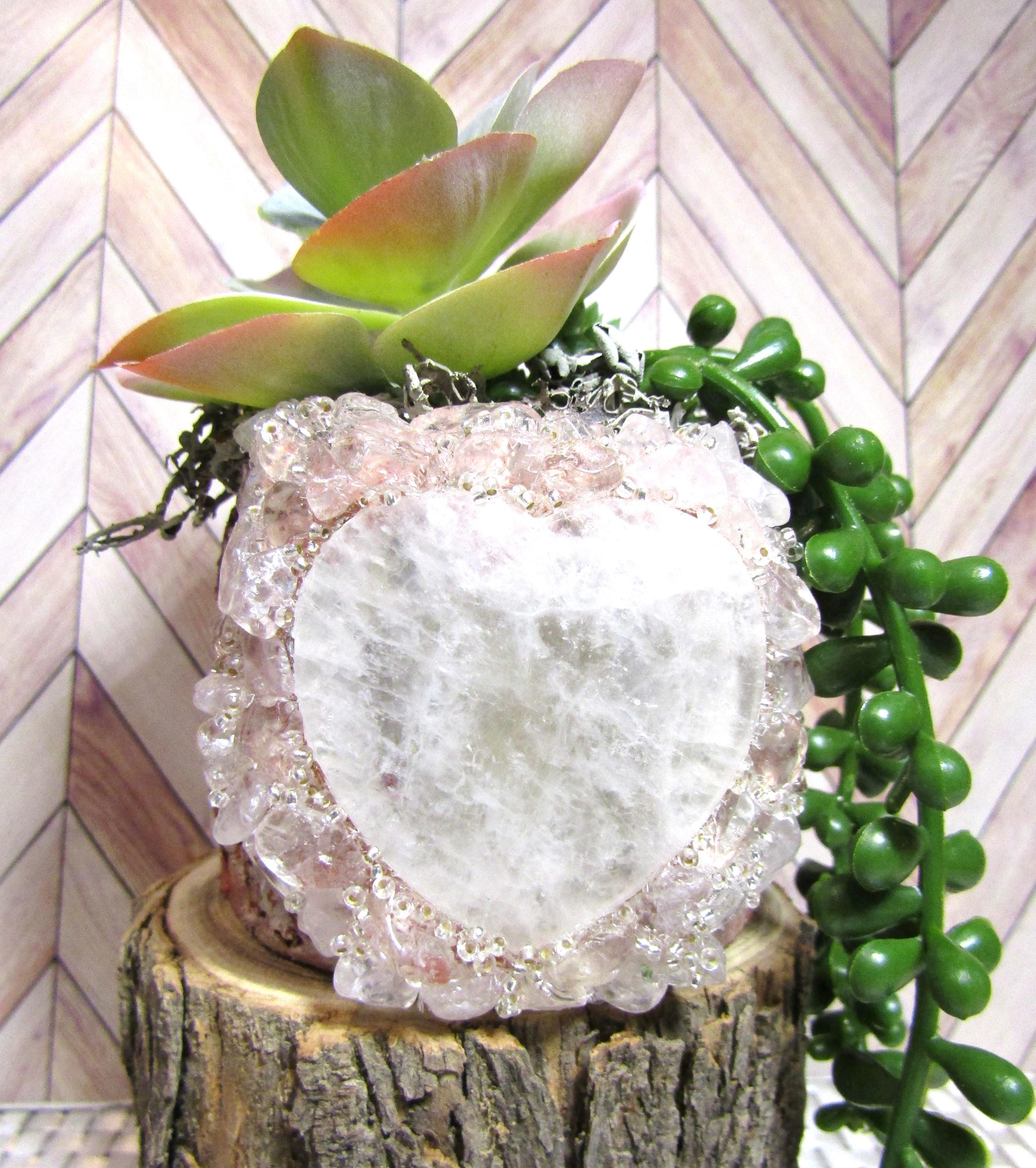 Concrete Planter/quartz Heart/gift/ Succulent Plant Arrangement/desktop ...