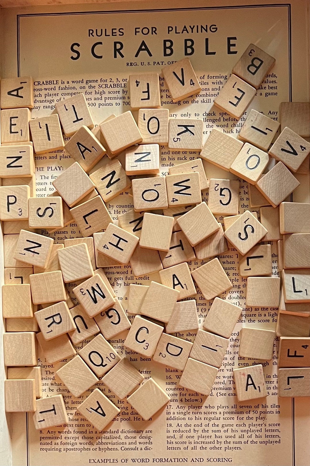 15 Authentic Vintage Scrabble Game Wooden Tiles, Charms, Junk Journal ...