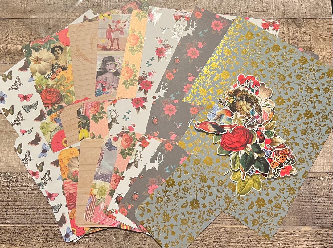 45 Scrapbook Card Stock Paper Bundle, Junk Journal, Tags, Paper ...