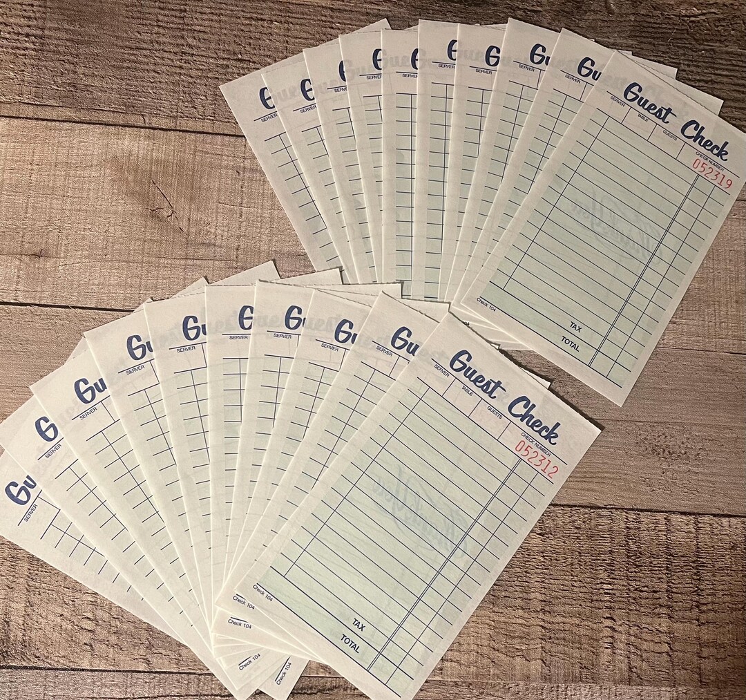 20 Guest Checks, Receipt, Green, Journal Ephemera, Mixed Media ...