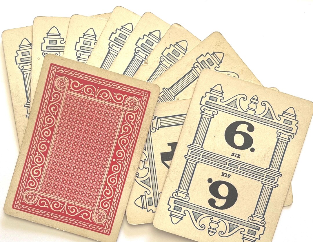 4 Vintage Red Playing Cards, Numbers, Tags, Pockets, Junk Journal ...