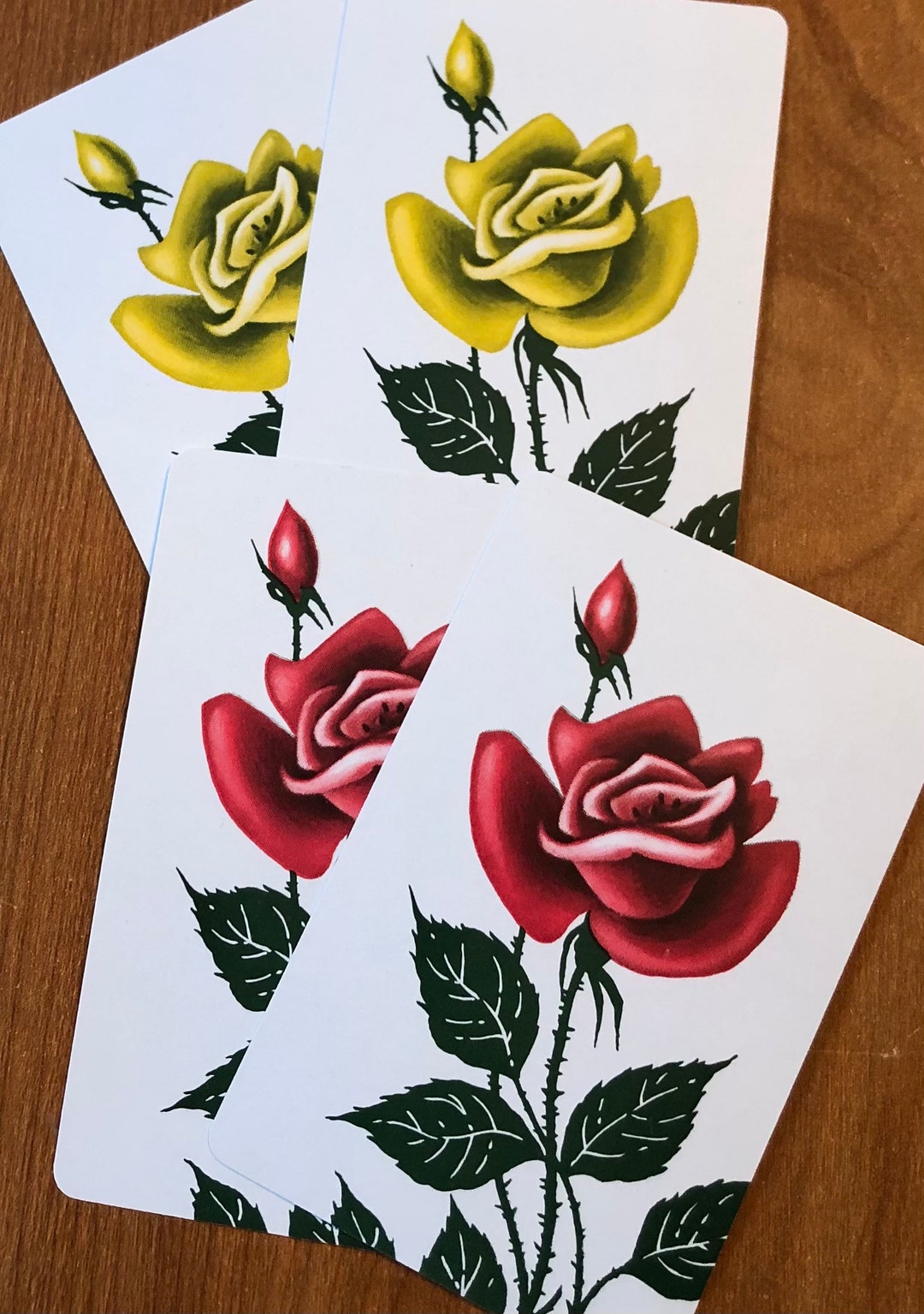 4 Vintage Rose Playing Cards: Junk Journal Ephemera - Etsy