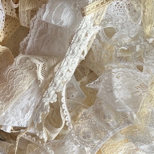 30 Piece Vintage Lace Bundle, White Beige & Ecru Lace Trim, 6”x9” Bag ...