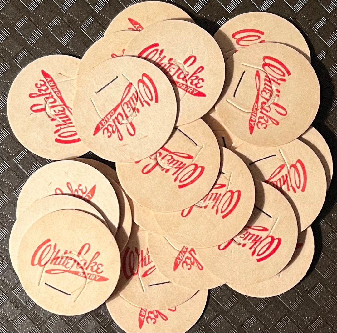 5 Vintage White Lake Dairy Milk Bottle Cardboard Caps, Dairy Tokens ...