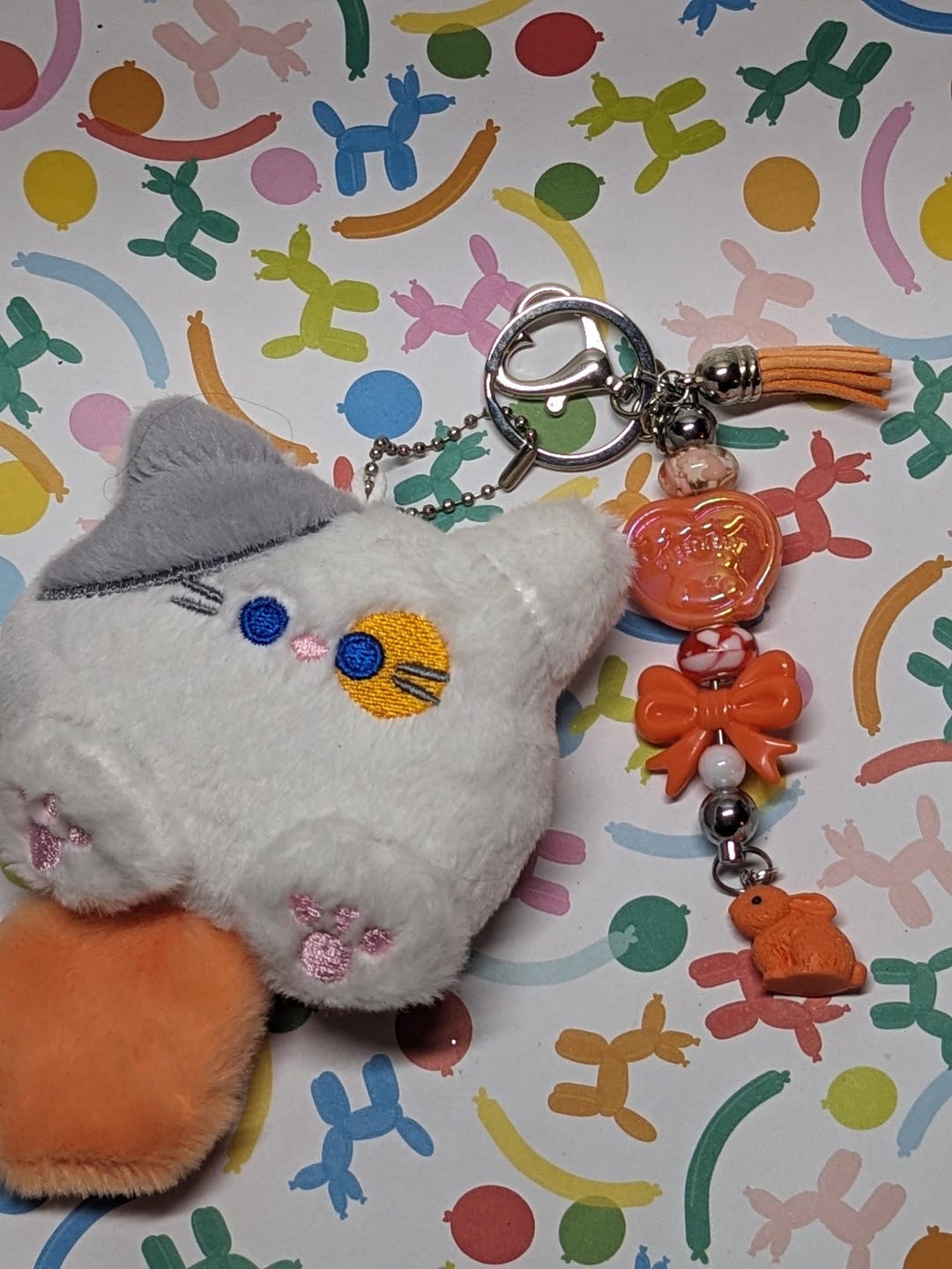 Kawaii Plush Cat Keychain, Beaded Bag Charm, Animal Lover Gift - Etsy
