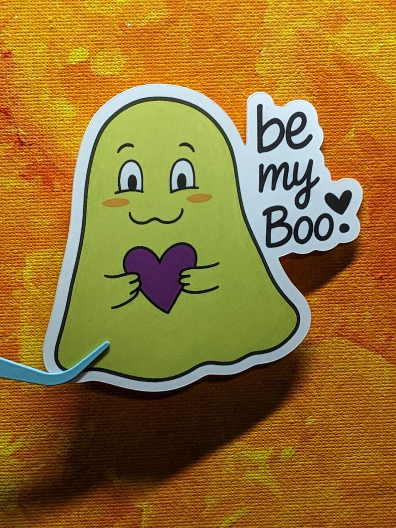 Ghost Sticker Be My Boo, Cute Halloween Vinyl Decal, Spooky Valentine ...