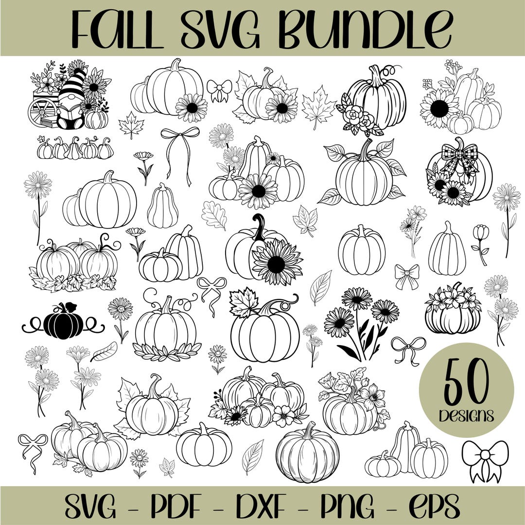 Hand Drawn Fall SVG Bundle, Autumn Clipart, Hand Autumn Wedding Svg ...