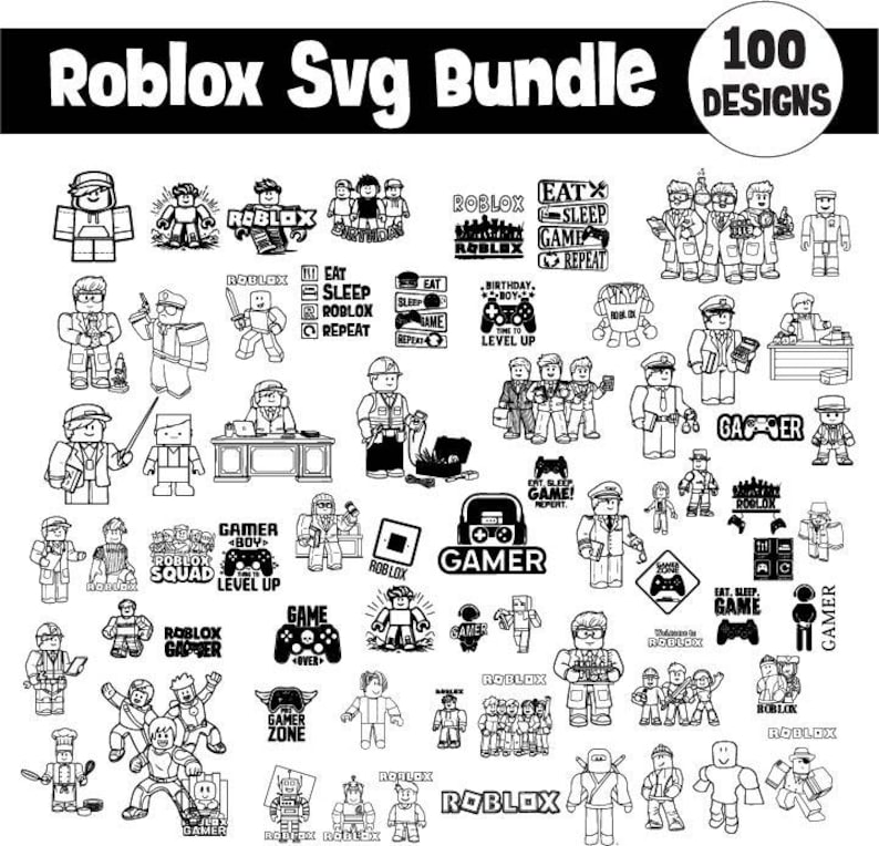 Roblox SVG Bundle, 100 Roblox Game Character Clipart, Roblox PNG Files ...