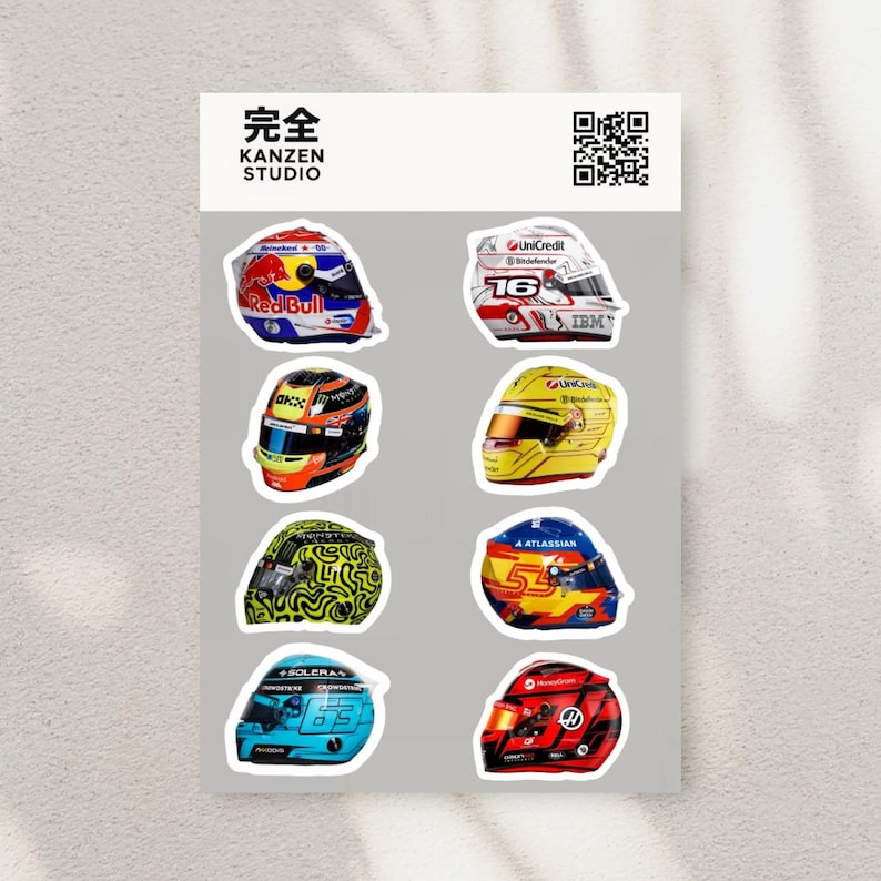 F1 Helmets Sticker Pack | Racing Aesthetic Laptop & Planner Stickers ...