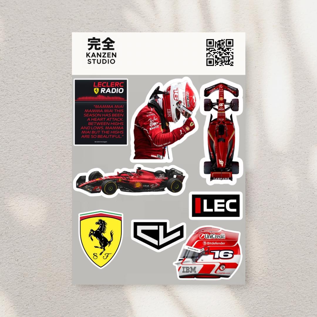 F1 Charles Leclerc Sticker Pack | Racing Aesthetic Laptop & Planner ...