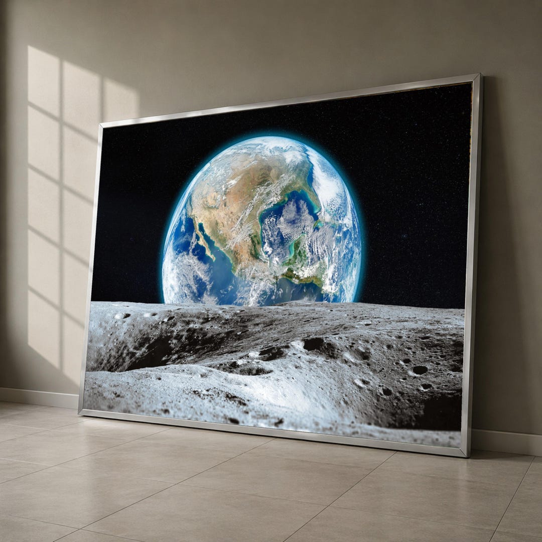 Earthrise From Moon Surface Canvas Print, Astronomy Space Wall Art - Etsy