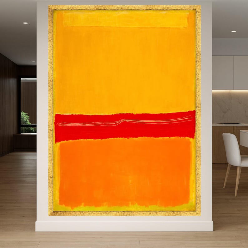 Warm Abstract Color Blocks Canvas, Modern Orange and Red Wall Art ...
