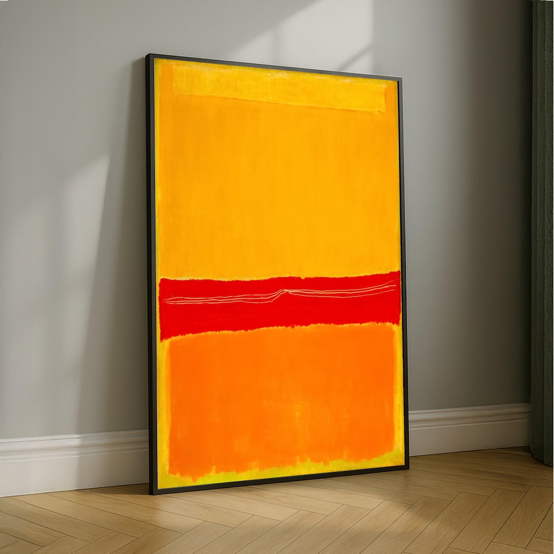 Warm Abstract Color Blocks Canvas, Modern Orange and Red Wall Art ...