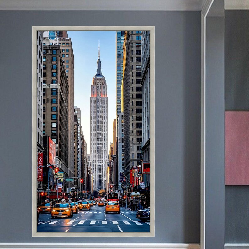New York City Street Scene Canvas, Empire State Building Wall Art ...