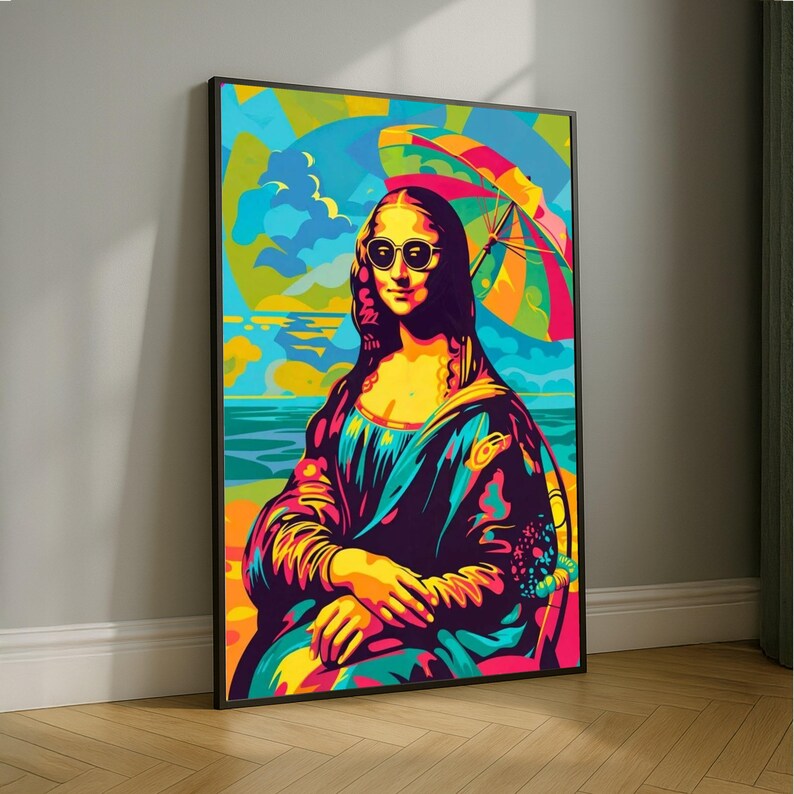 Modern Mona Lisa Pop Art Canvas, Vibrant Sunglasses Portrait, Colorful ...