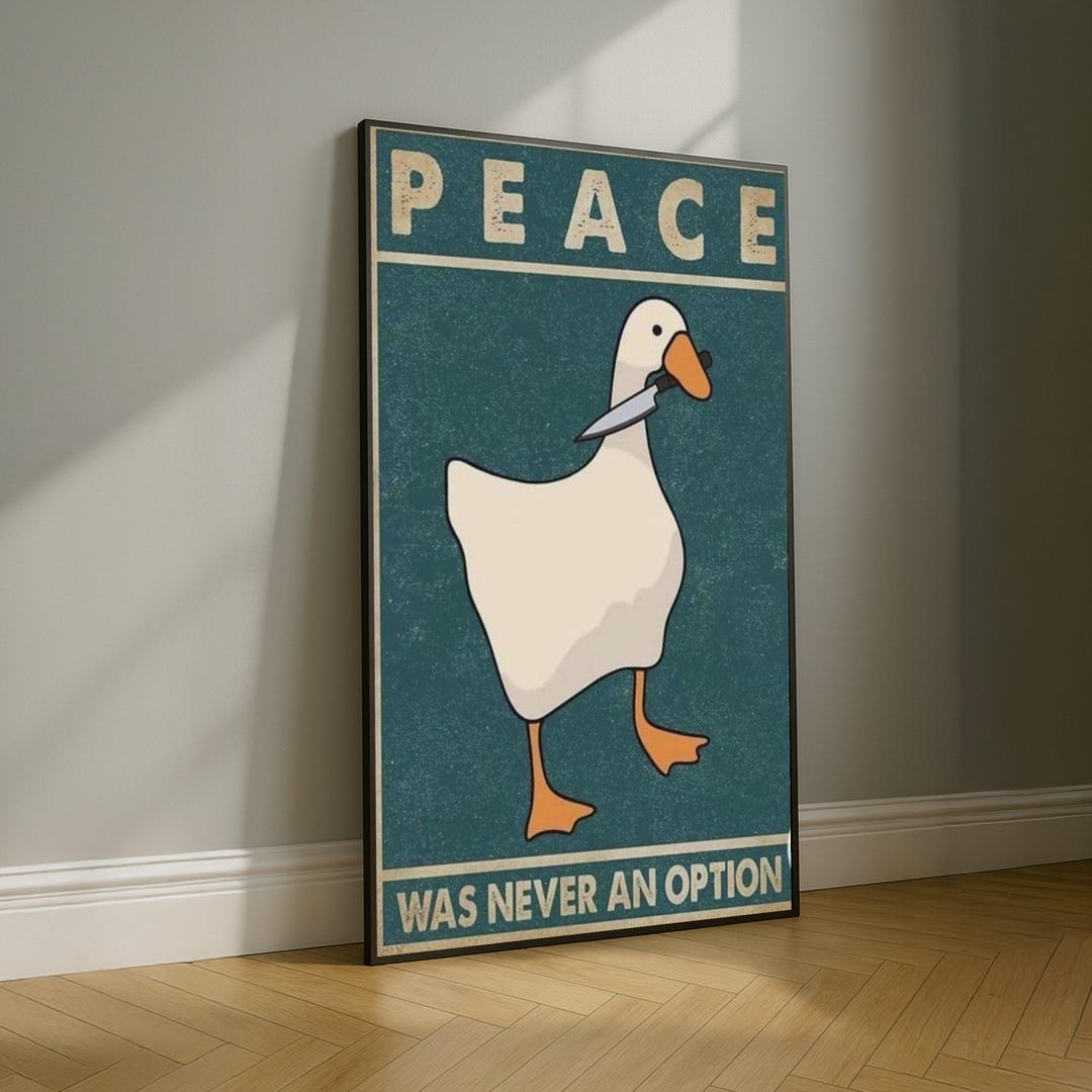 Humorous Peace Statement Canvas, Duck With Knife Wall Art, Funny Animal ...