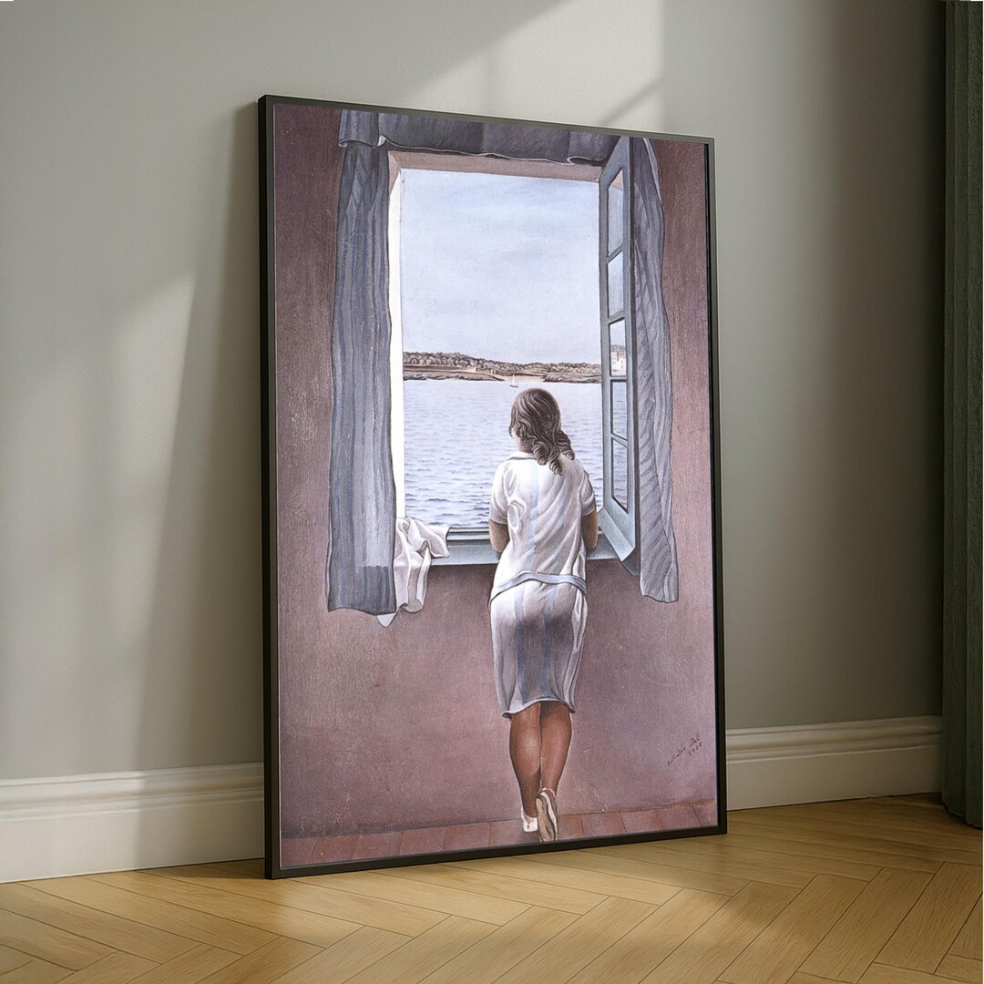 Woman Looking Through Open Window Canvas, Seaside View Wall Art ...