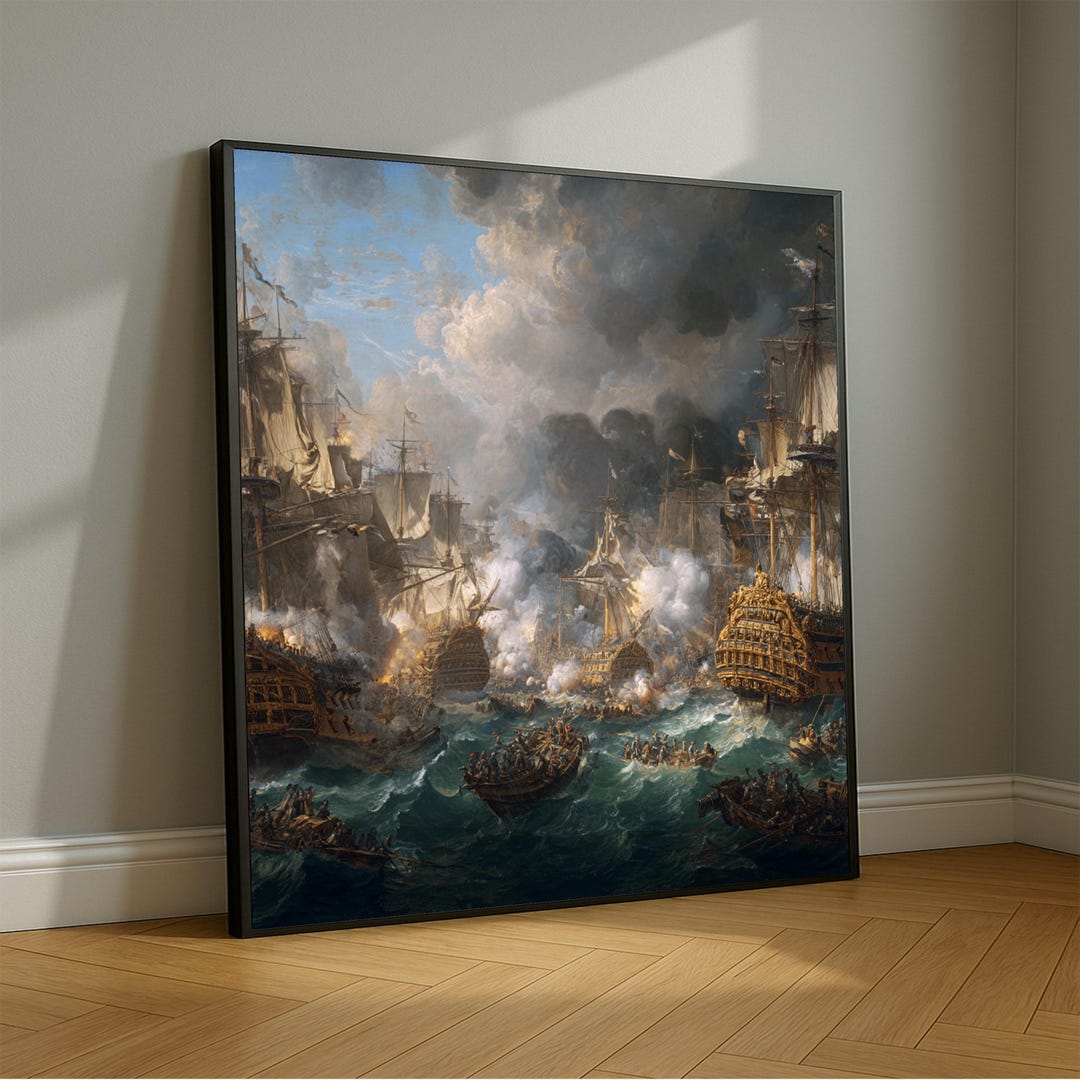 Historic Naval Battle Scene Canvas, Maritime War Ships Wall Art, Sea ...