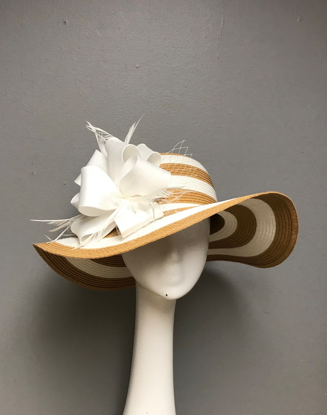4 BRIM Kentucky Derby Hat Horse Race Hat Bridal Shower Hat Church Hat Tea Party Hat Wedding Hat ...