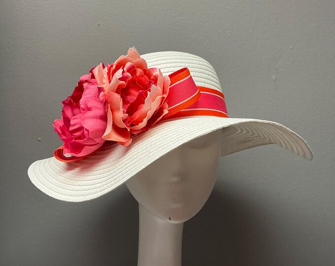 4” BRIM White Kentucky Derby Hat Horse Race Hat Bridal Shower Hat ...